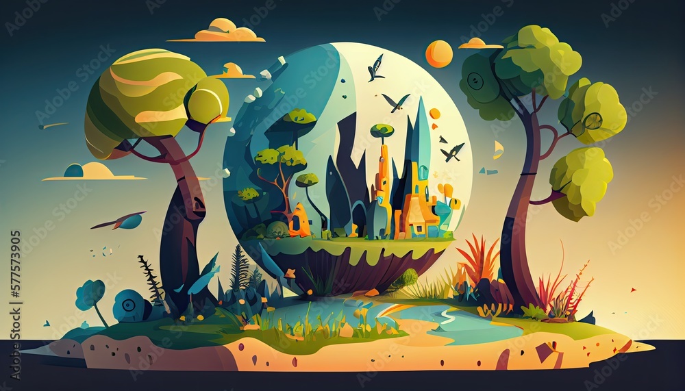 vector cartoon world environment Earth Day the importance of loving ...