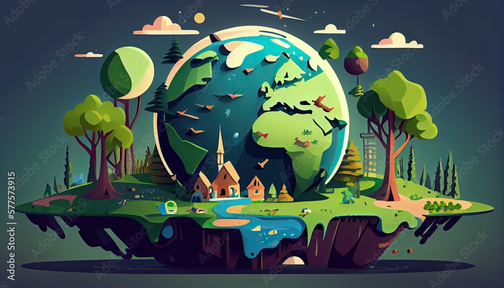 vector cartoon world environment Earth Day the importance of loving ...