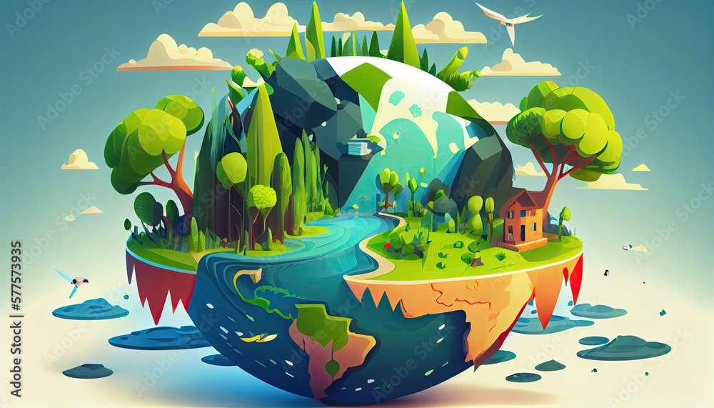 vector cartoon world environment Earth Day the importance of loving ...