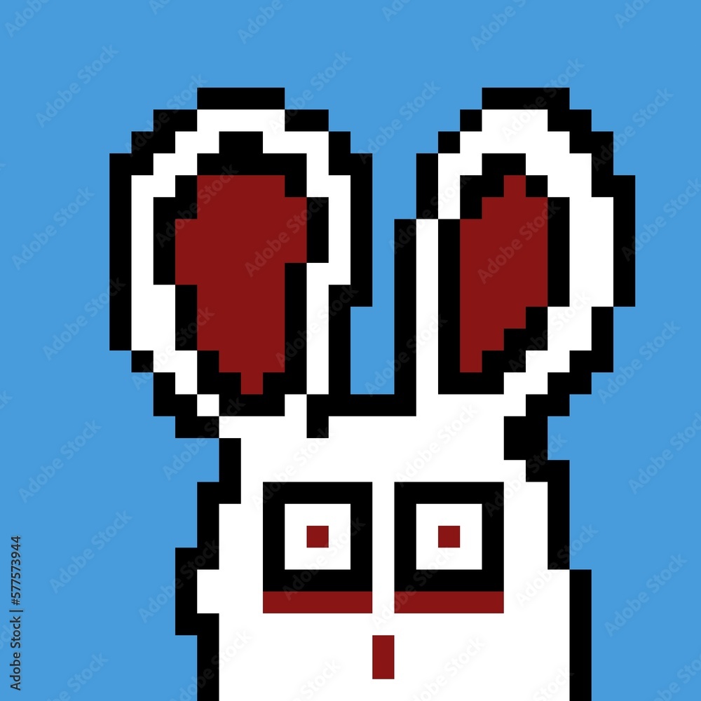 pixel art of cute rabbot cartoon Stock Illustration | Adobe Stock
