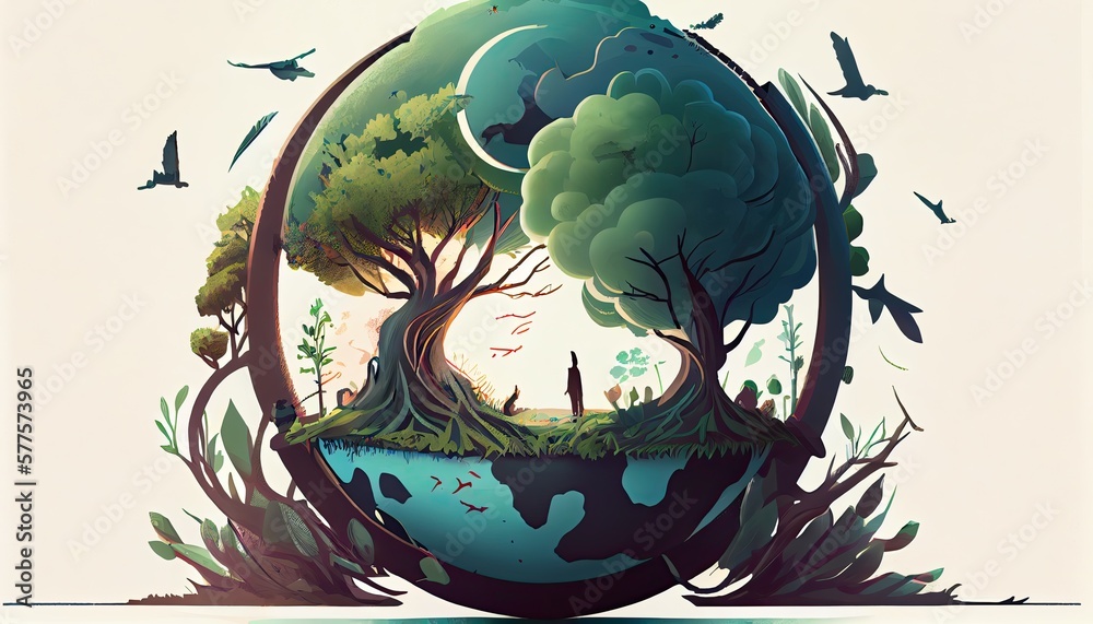 World environment day with people caring for the earth save planet ...