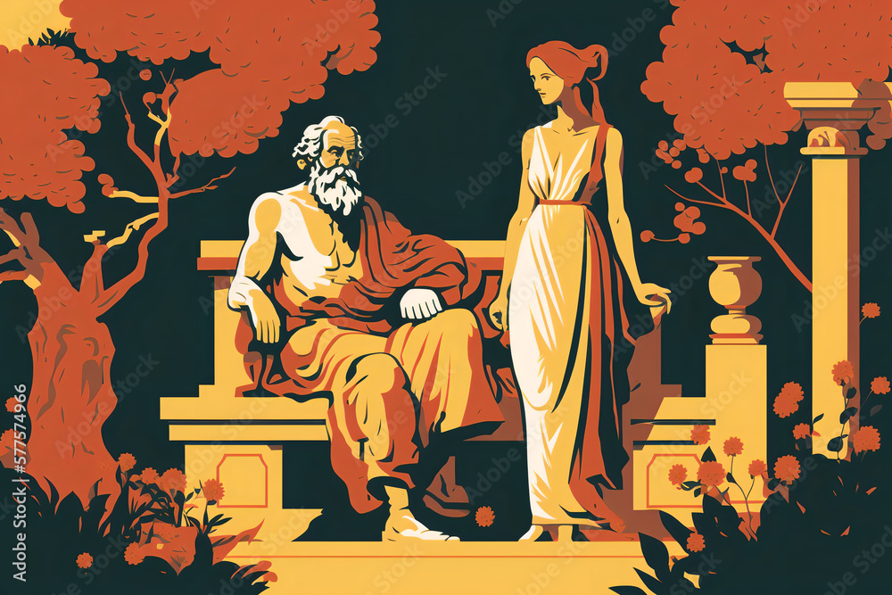 A flat vector illustration of the ancient Greek philosopher, Socrates ...