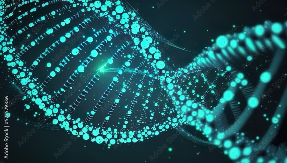 Digital DNA concept, macro view under microscope, helix background ...