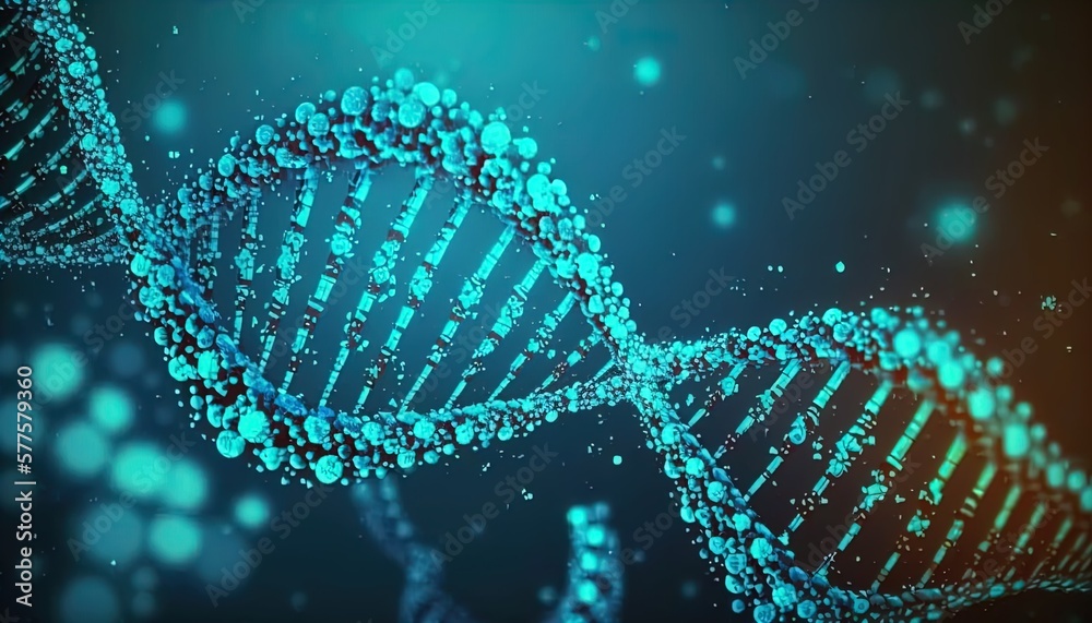 Digital DNA concept, macro view under microscope, helix background ...