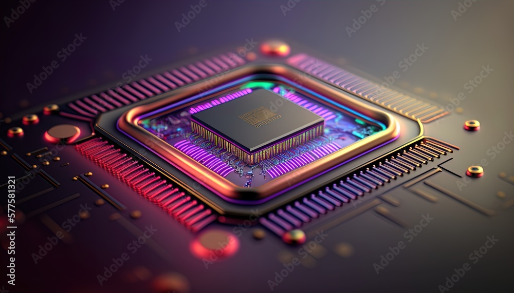 Microchip, surface zoom in, macro, tech, computer, IT created with ...