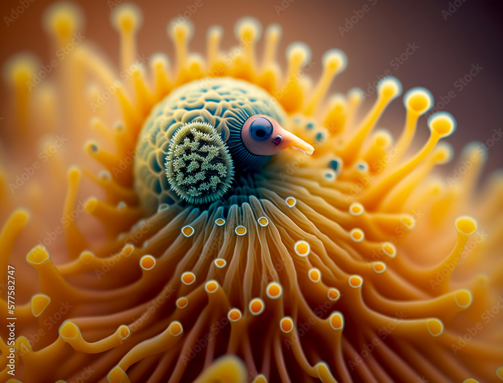 Abstract close-up image of the microcosm, under a microscope. Modern ...