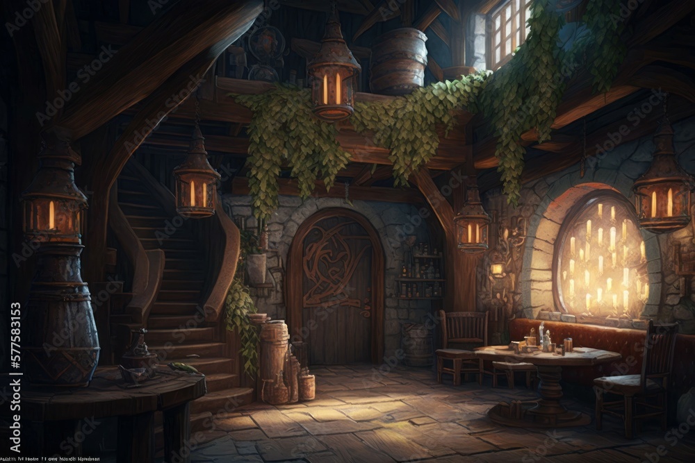 Fairytale fantasy interior of a medieval castle. AI generated Stock ...