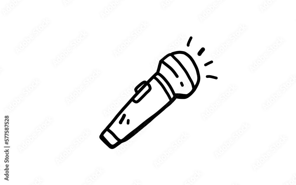 MIC Doodle art illustration with black and white style. Stock Vector ...