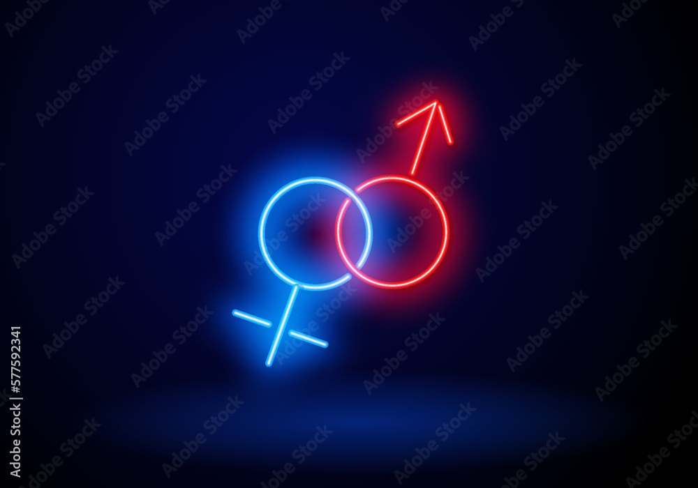 Vecteur Stock Neon signs of Venus and Mars, Neon male and female sign ...