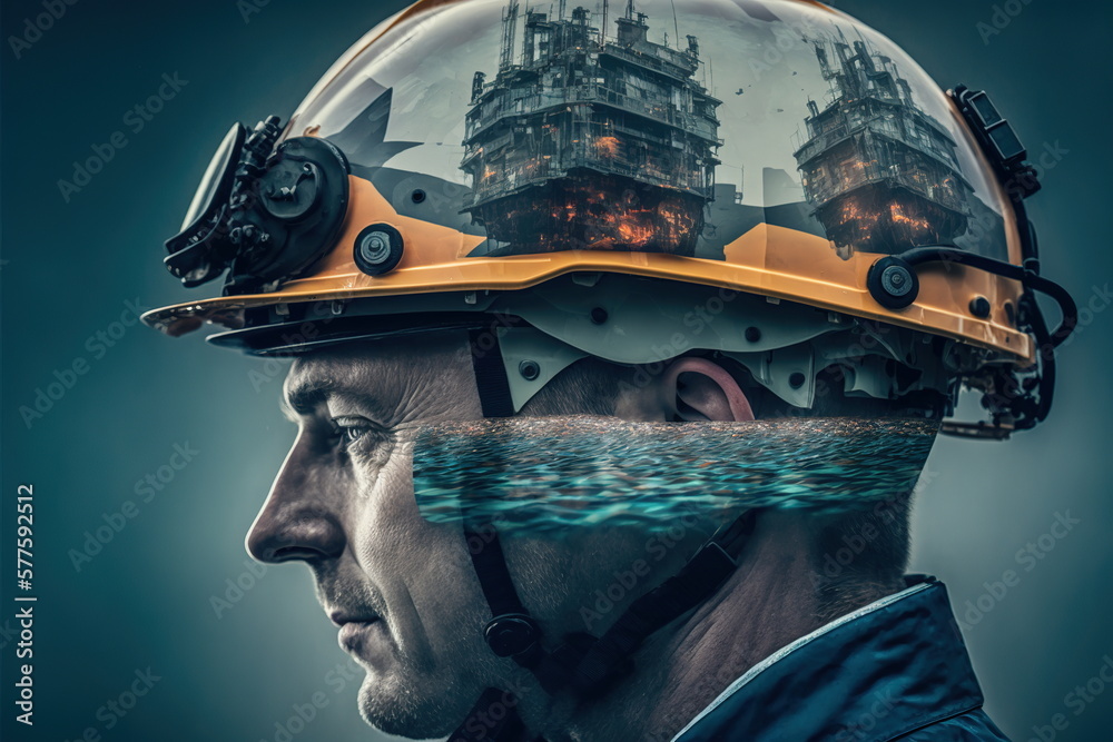 Ilustração do Stock: Wondrous visually engineer wearing safety helmet ...