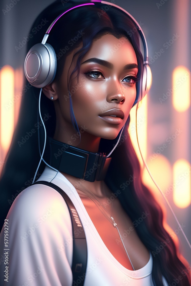 key visual of a pretty gamer woman, on white background room, wearing ...