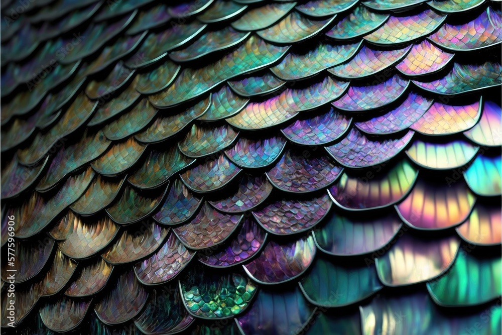 Abstract art of dragon skin in seamless iridescent fantasy scales ...