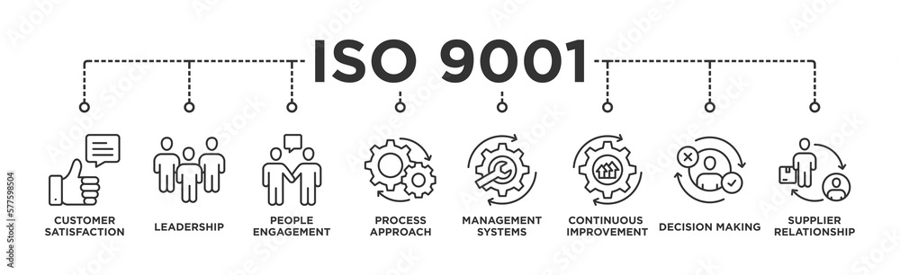 ISO 9001 banner web icon vector illustration concept with icon of ...