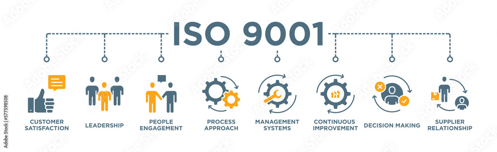 ISO 9001 banner web icon vector illustration concept with icon of ...