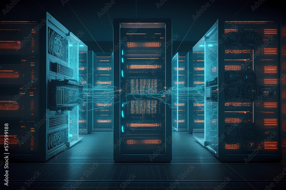 network servers cloud service data center room storage systems ...