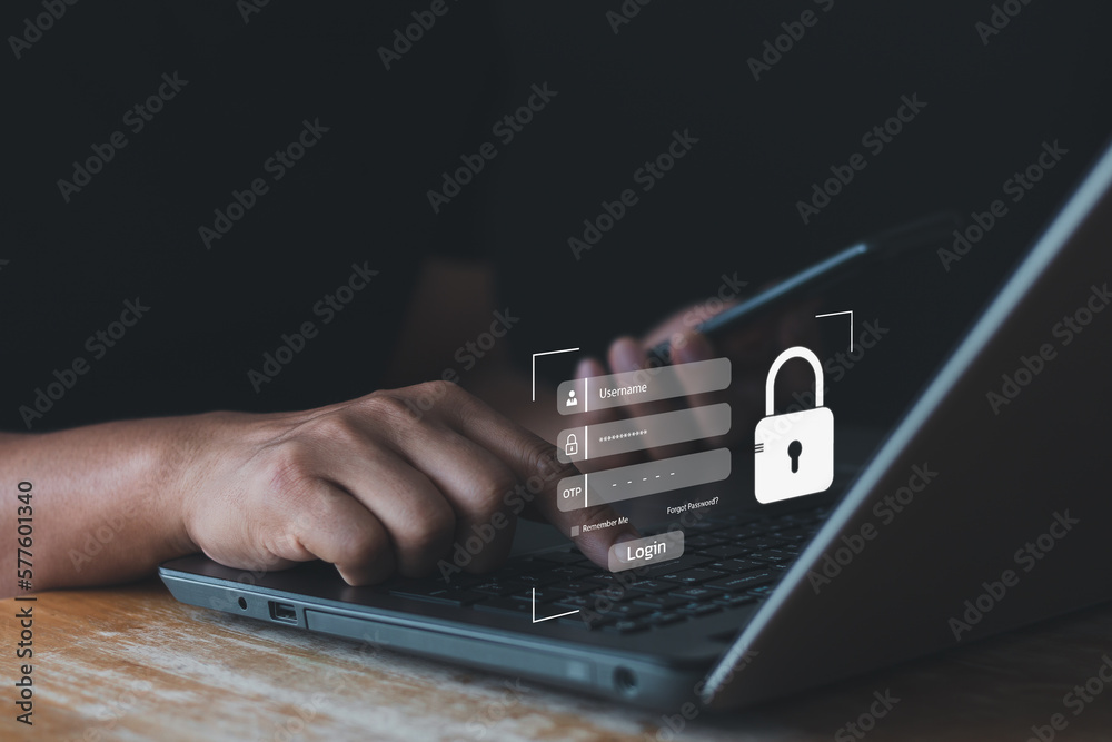 cyber security in two-step verification, Login, User, identification ...