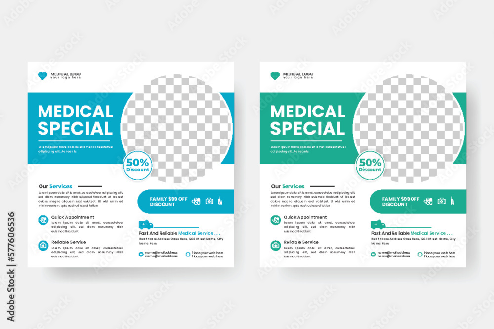Vector medical health poster design and hospital for square social ...