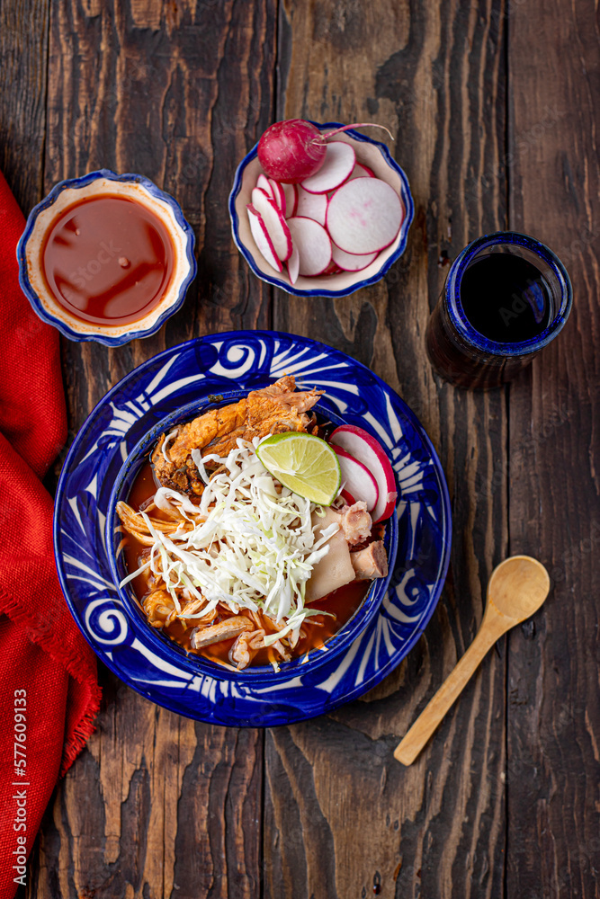 pozole rojo, comida tipica mexicana Stock Photo | Adobe Stock