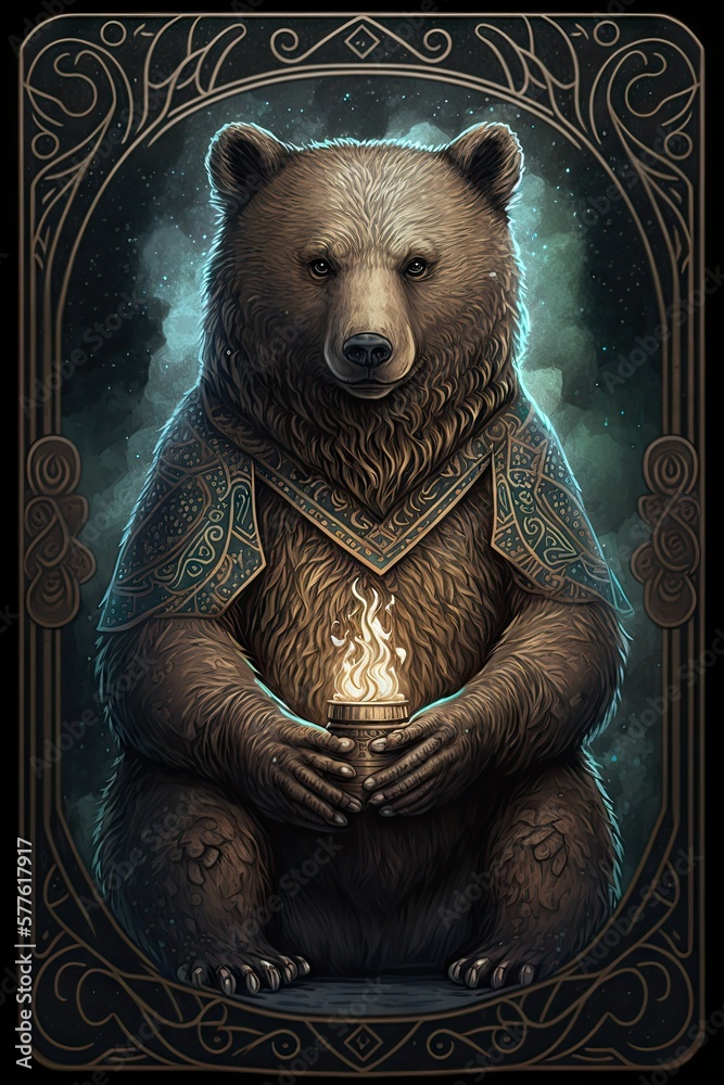 Beautiful Designer Illustration of Ancient Mythological Majestic Bear Animal in the Artistic ...