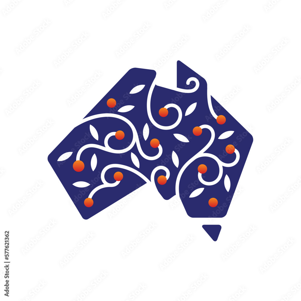 Floral Australian Map Logo Stock Vector | Adobe Stock