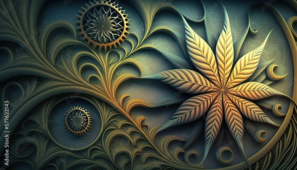 Beautiful Designer 420 Cannabis Seasonal Background with Fractal ...