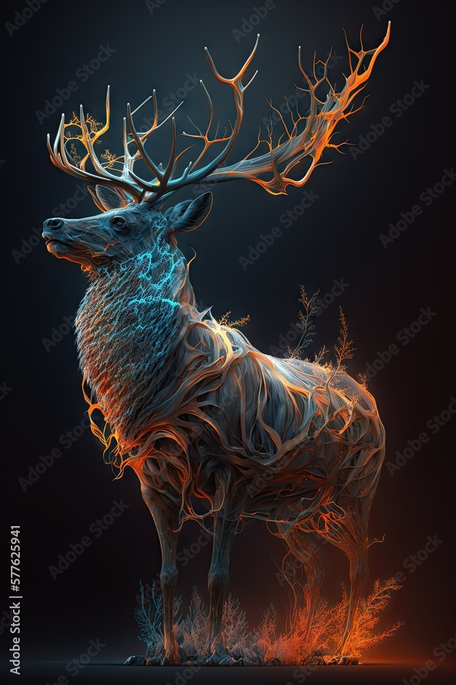 Cool, Epic, Artistic, Beautiful, and Unique Illustration of Elk Animal ...