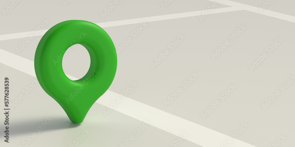 Green Pin Pointer icon on map background, copy space. Navigation finder ...