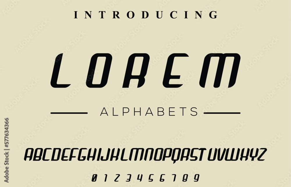 Vector of modern abstract font and alphabet. LOREM technology font ... Vector of modern abstract font and alphabet. LOREM technology font ...