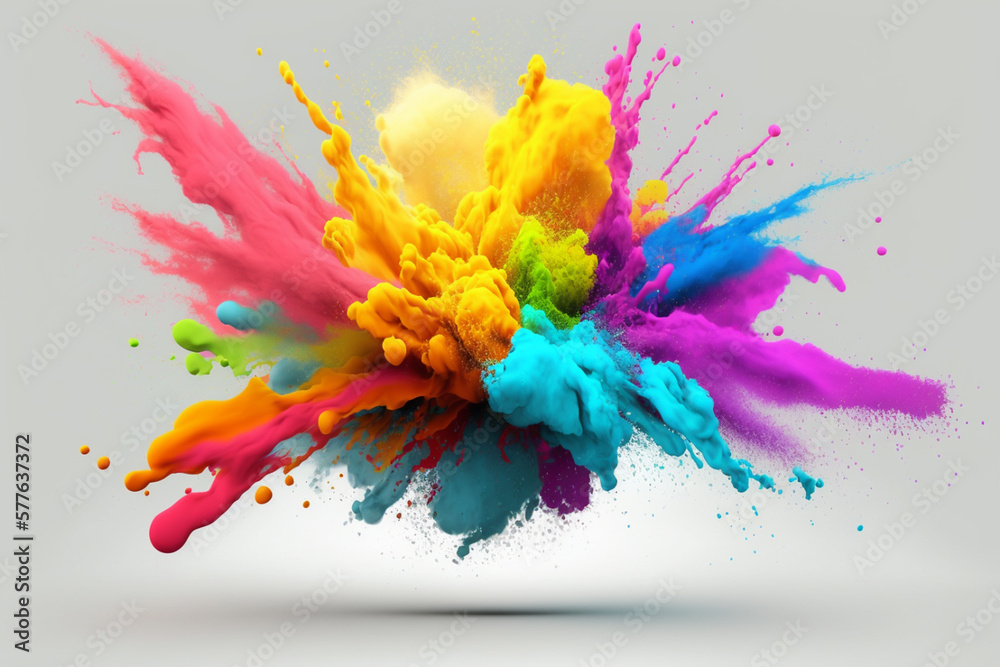 This colorful design features a rainbow wave and multicolor paint ...