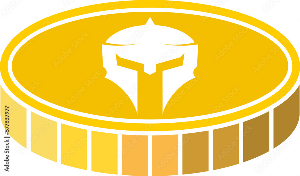Gold coin with spartan helmet Stock Vector | Adobe Stock