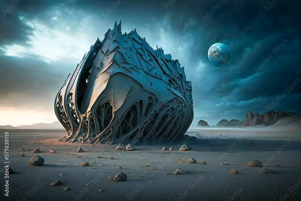 Strange, bizarre ancient alien structure on an alien planet. Created ...