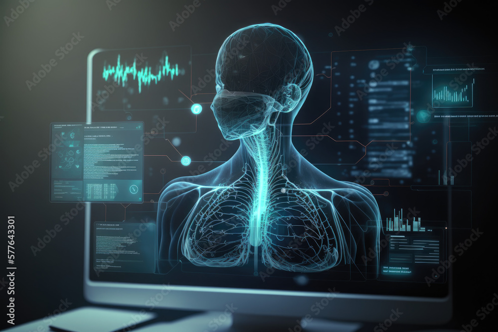 Doctor diagnose digital patient record on virtual medical network on ...