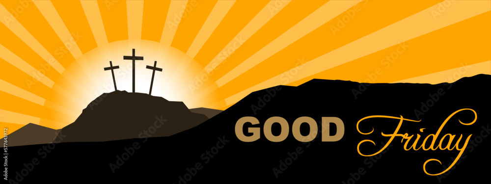 Good friday Easter background panorama vector illustration - Silhouette ...