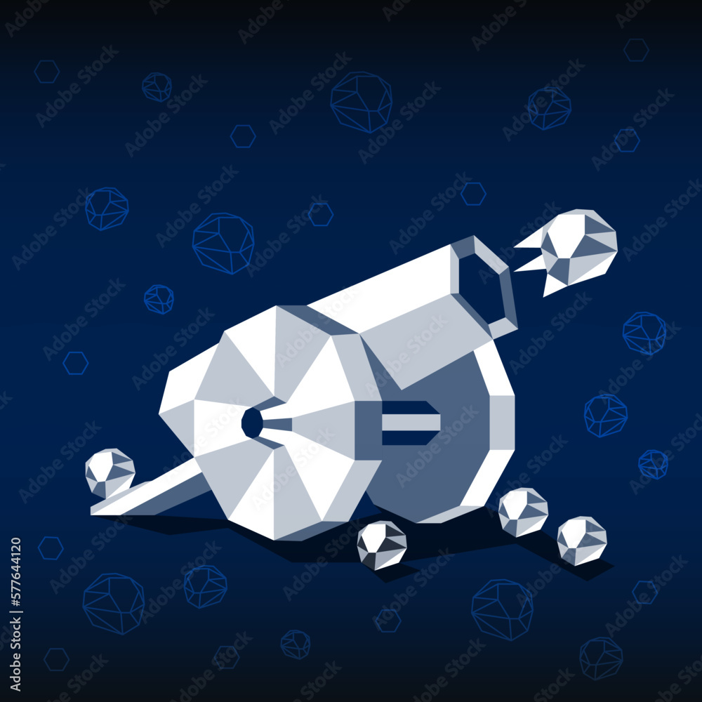 Vector image of an ancient cannon in a polygonal geometric style. Can ...