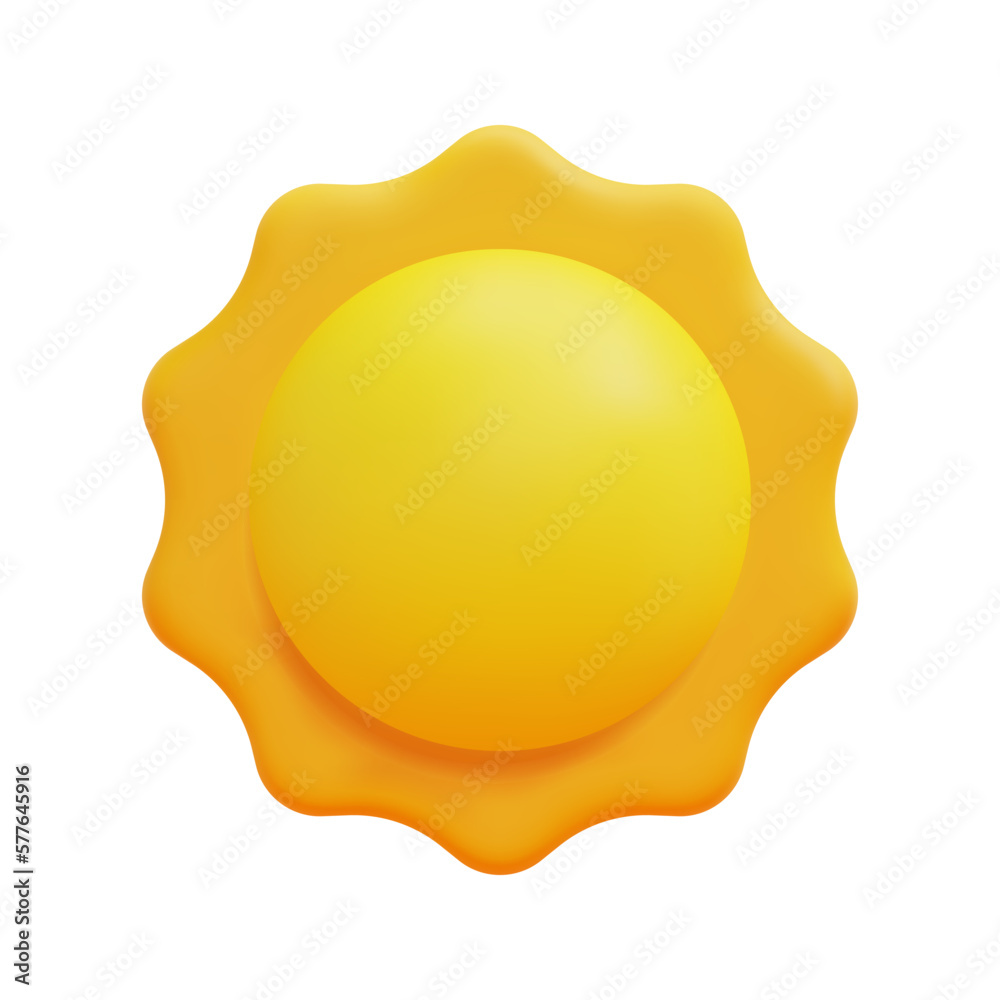 3d sun icon vector. Isolated on white background. 3d weather ...