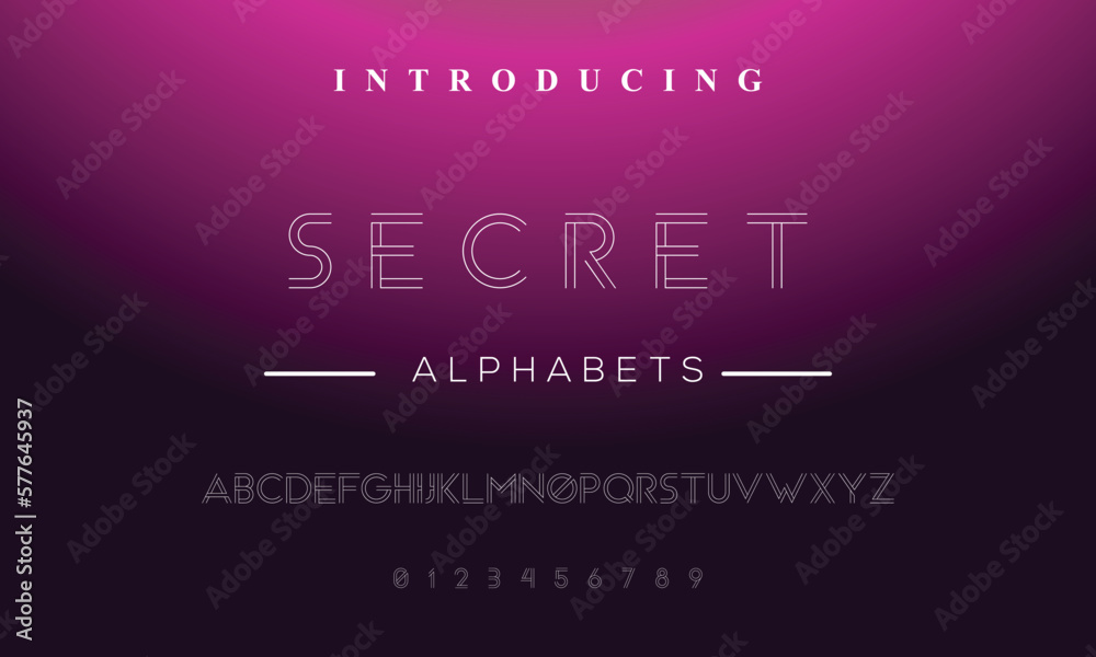 SECRET alphabet. Outline thin lines font like road, maze, frame ...