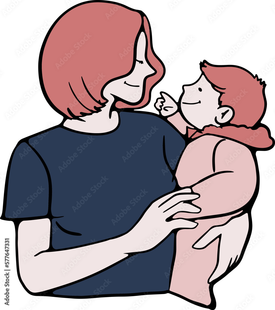 continuous line, one line mother father son pregnant mother husband ...