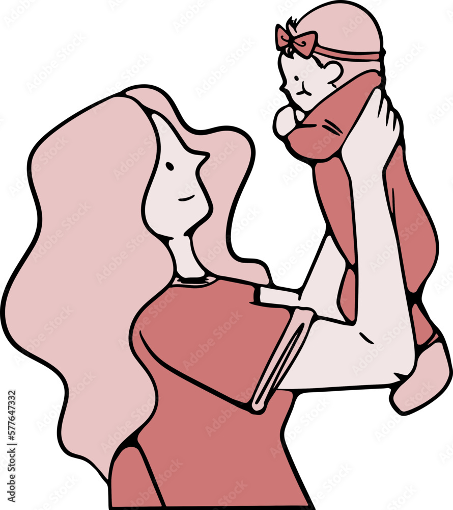 continuous line, one line mother father son pregnant mother husband ...