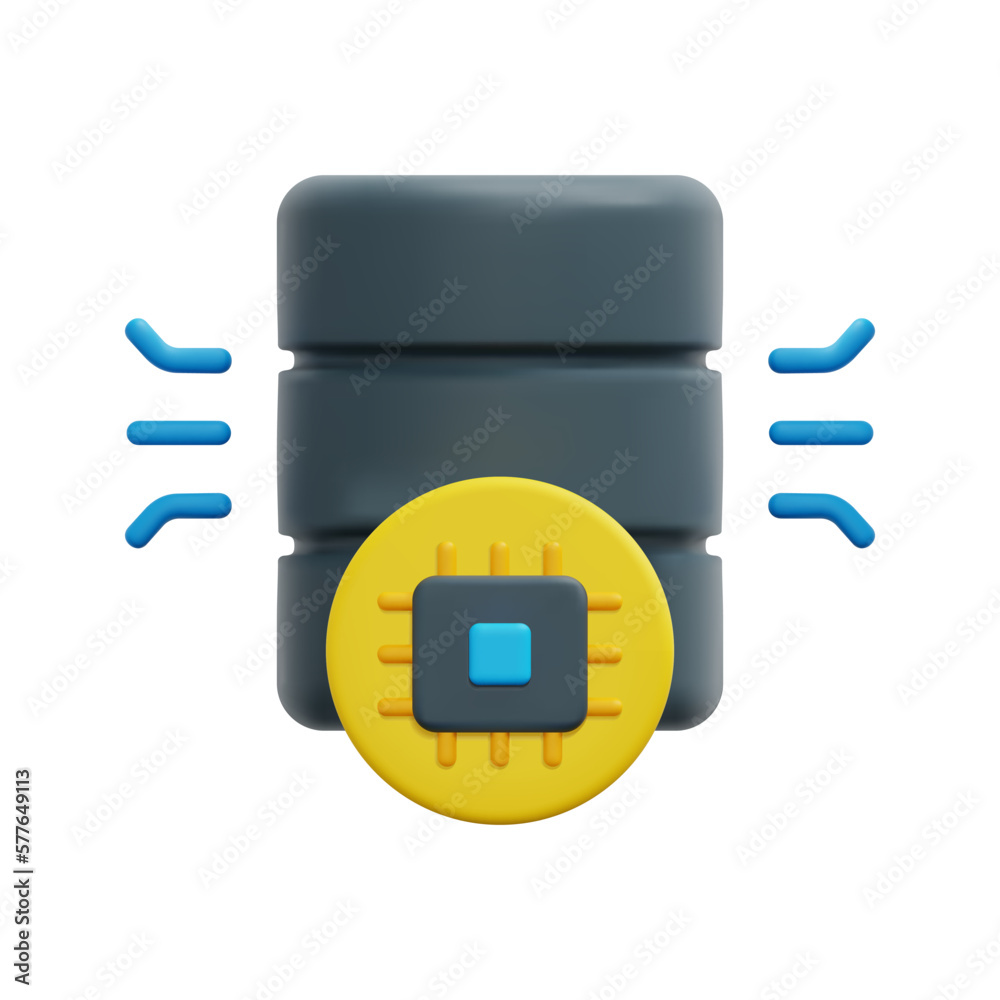 3d data with ai chip icon vector. Isolated on white background. 3d ...