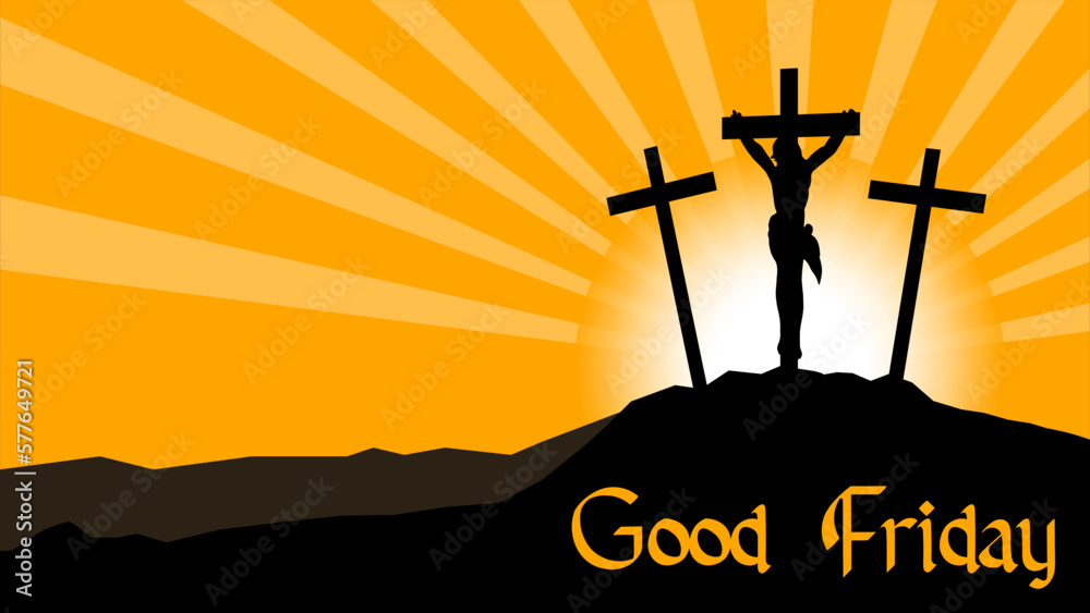 Good friday Easter background panorama vector illustration - Silhouette ...
