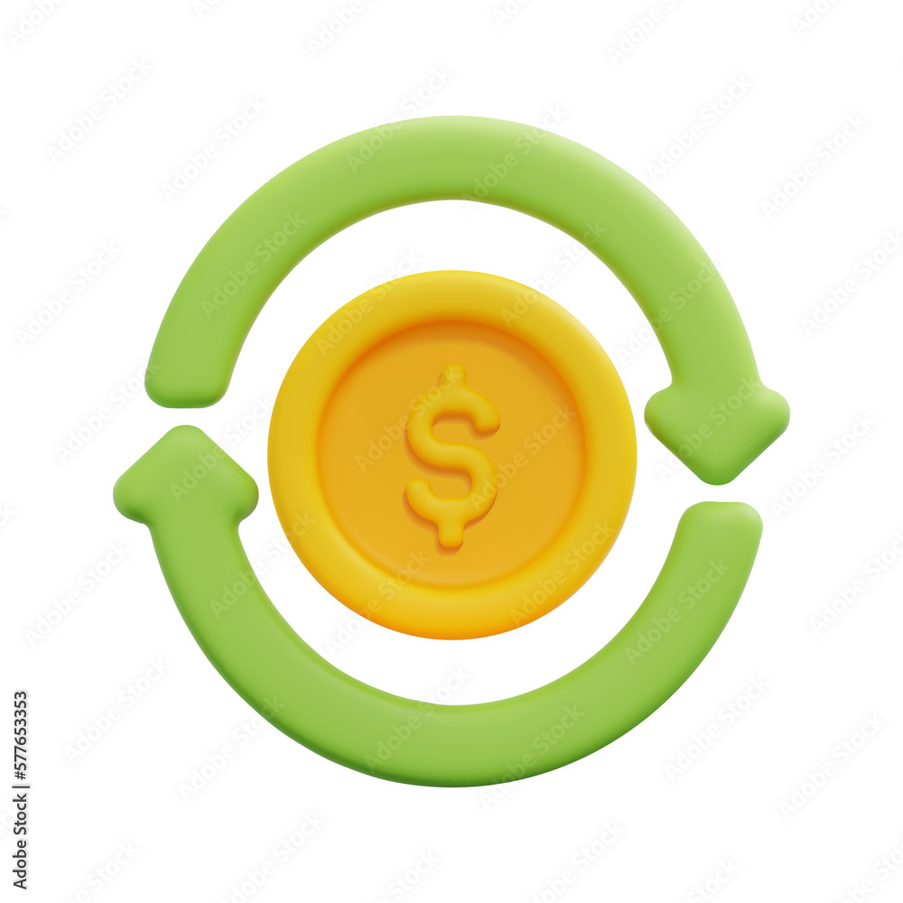 3d return on investment icon vector. Isolated on white background. 3d ...