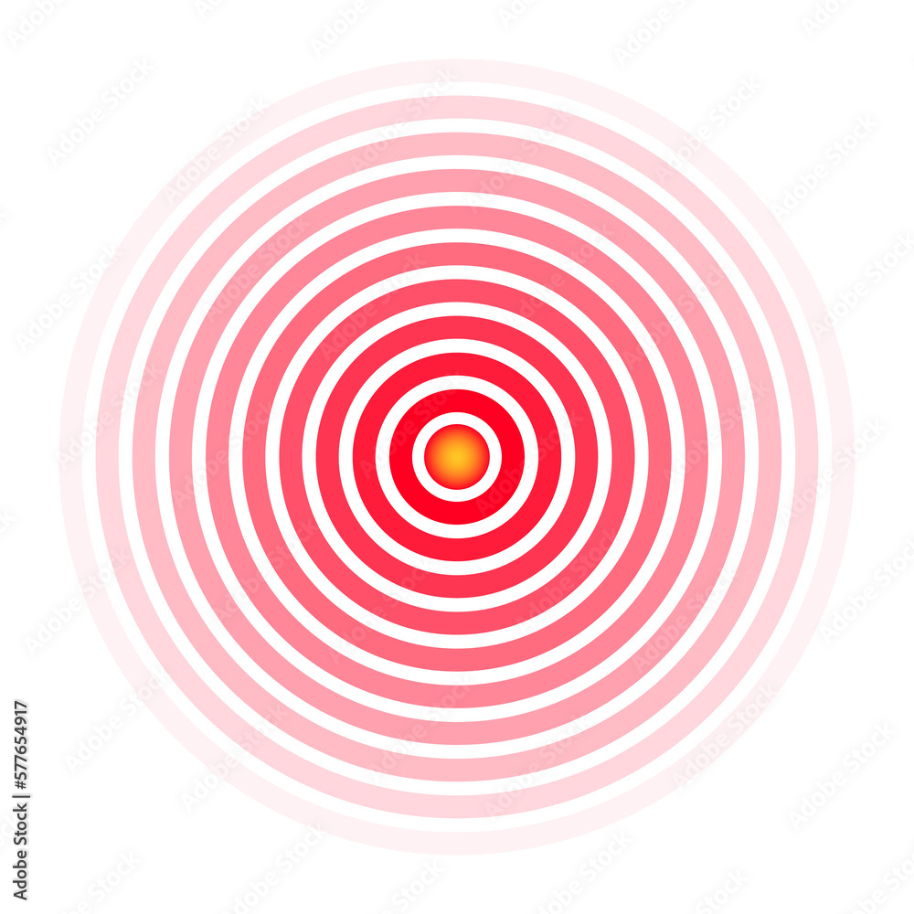 Pain localization mark. Abstract symbol of pain. Red circles for ...