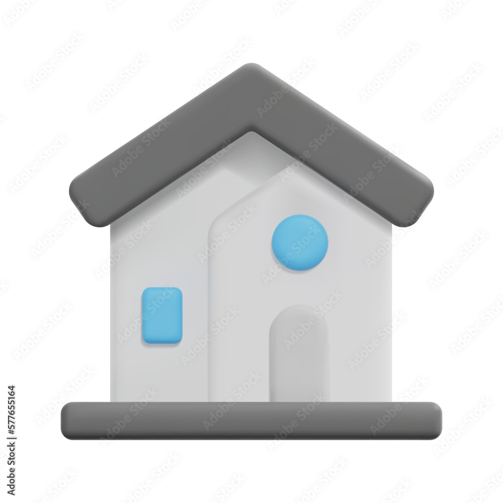 3d house icon vector. Isolated on white background. 3d building and ...