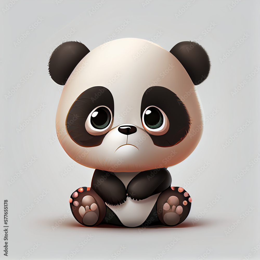Cartoon panda character on white background. Generative AI Stock ...