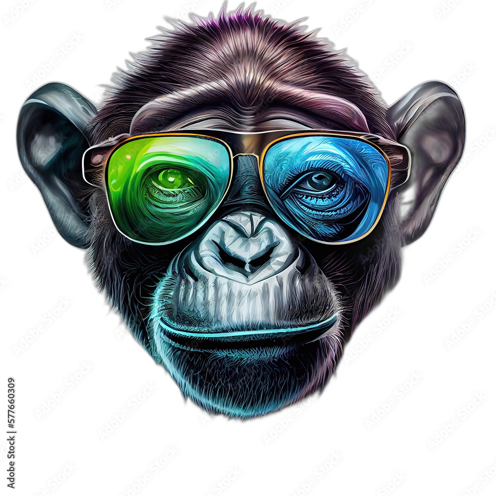 Colorful monkey ape artwork illustration t-shirt design, transparent ...