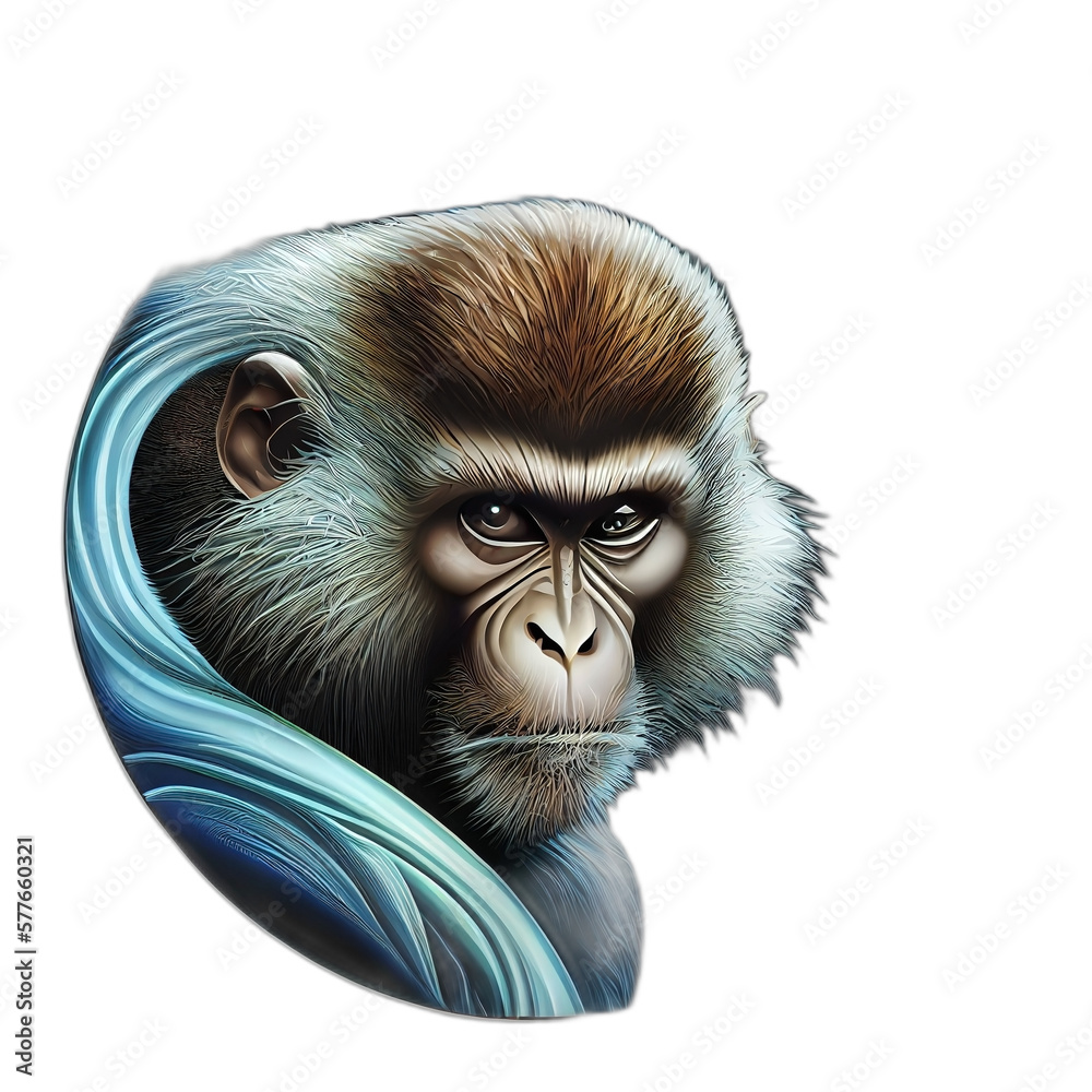 Colorful monkey ape artwork illustration t-shirt design, transparent ...
