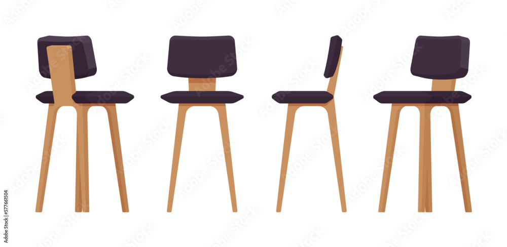 Bar stool, tall chair furniture dark set, wood height barstool. Cafe ...