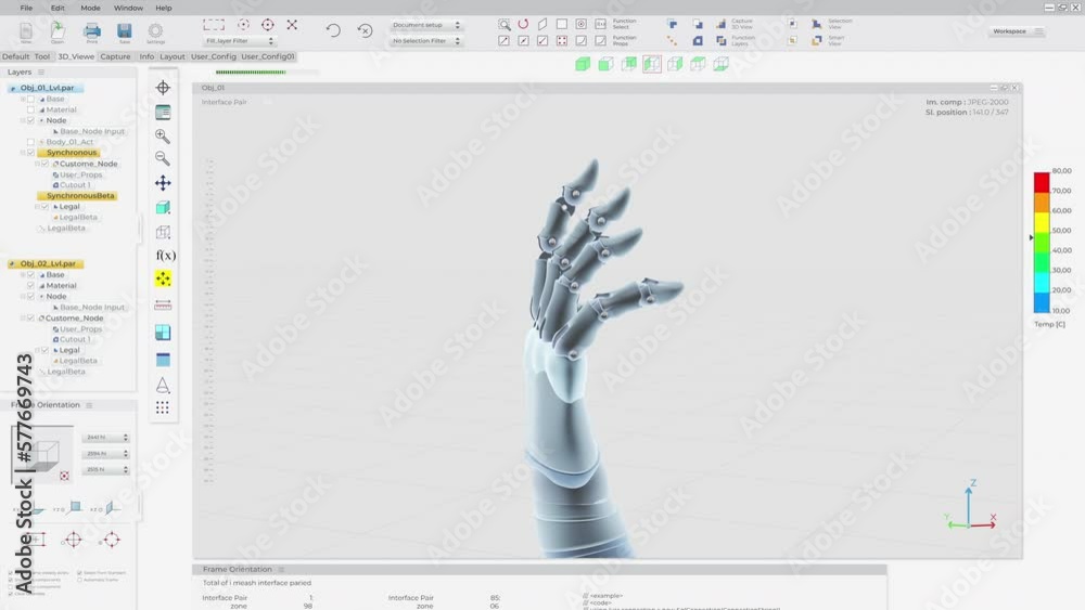 Futuristic machine engineering software creating a model of a human ...