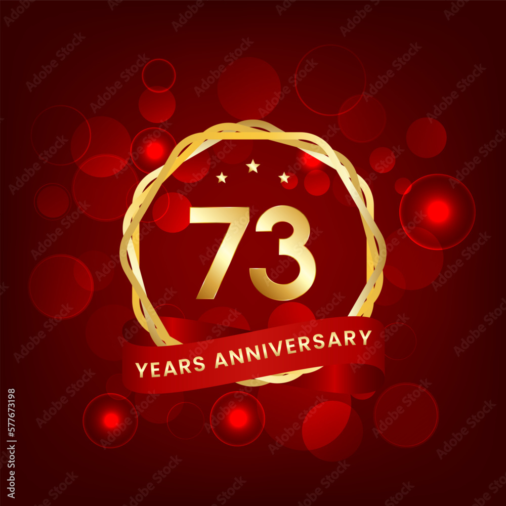 73 years anniversary. Anniversary template design with gold number and ...