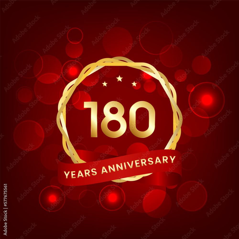 180 years anniversary. Anniversary template design with gold number and ...